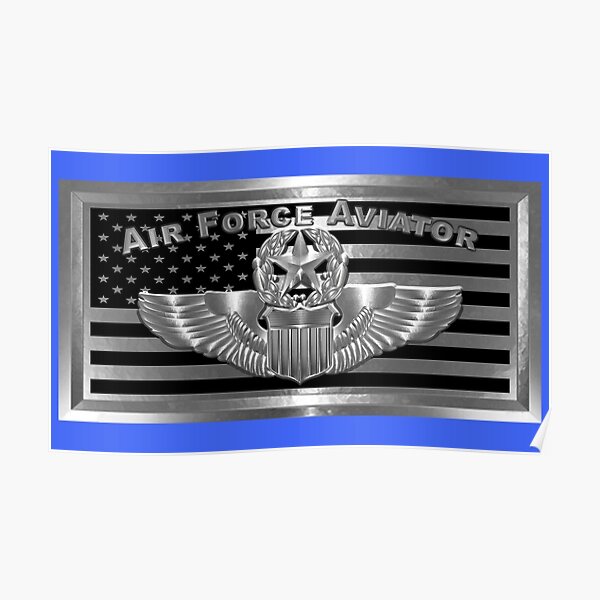 "Air Force Master Aviator Wings USA Flag" Poster for Sale by ...