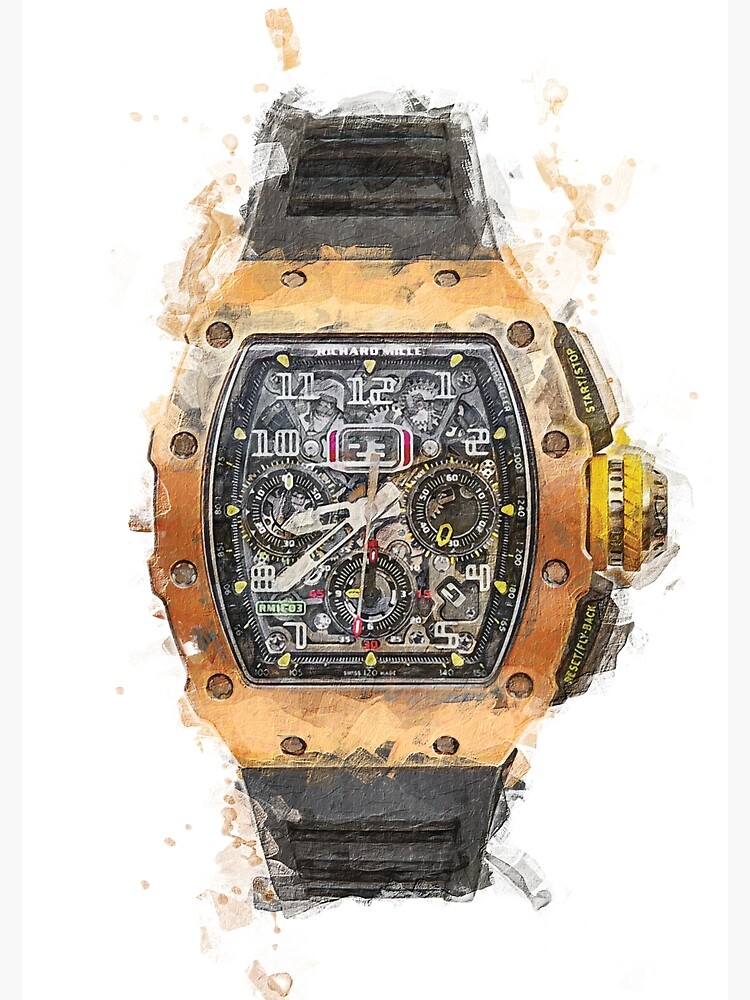 "Abstract Gold RM11-03 Luxury Watch Oil Painting Poster" Art Print for ...