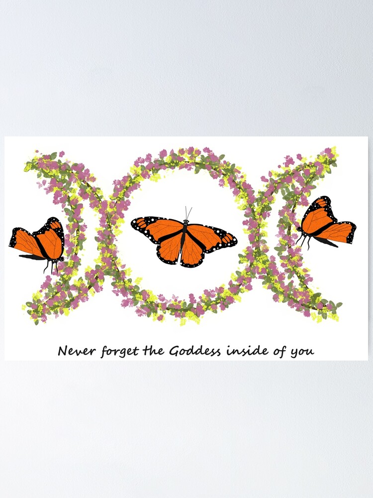 "Triple Moon Goddess Flowers Butterflies" Poster for Sale by ManzoCarey ...