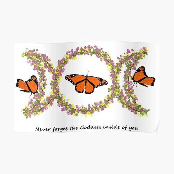 "Triple Moon Goddess Flowers Butterflies" Poster for Sale by ManzoCarey ...