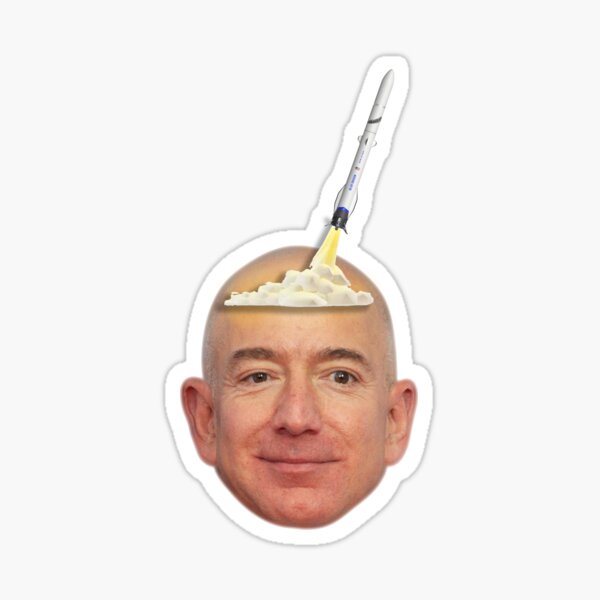 "Jeff Bezos's Head Blue Origin Space Launch" Sticker for Sale by ...