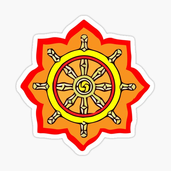 "Dharmachakra is a wheel of dharma or Law with eight axis" Sticker by ...
