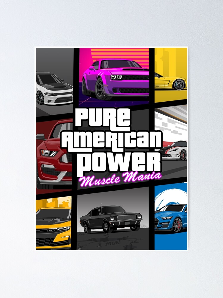 "Pure American Power, Muscle Mania" Poster by ElseWorldDesign | Redbubble
