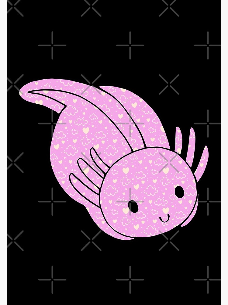 "Cute Kawaii Baby Chibi Axolotl in Pastel Pink with Hearts and Cloud ...