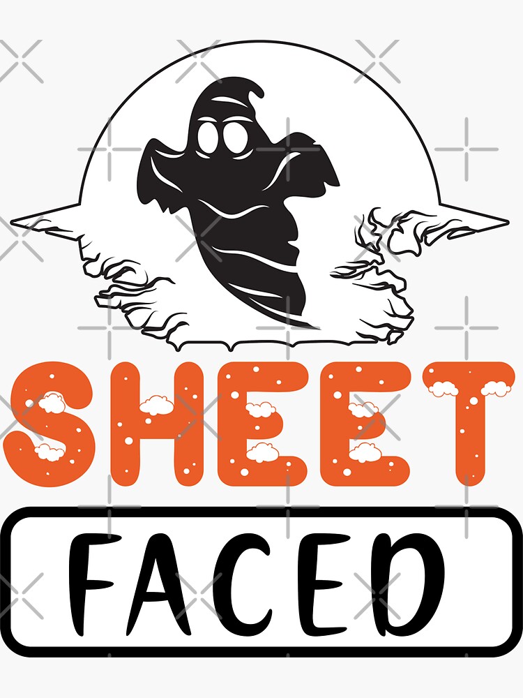 "Sheet Faced Funny Ghost Halloween Design" Sticker for Sale by ...