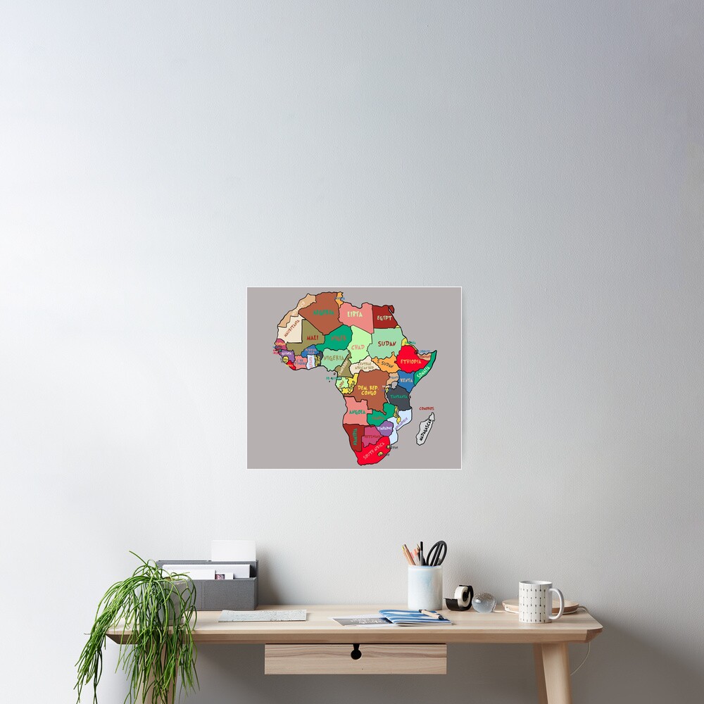 "colorful map of African Continent the borders and the country names ...