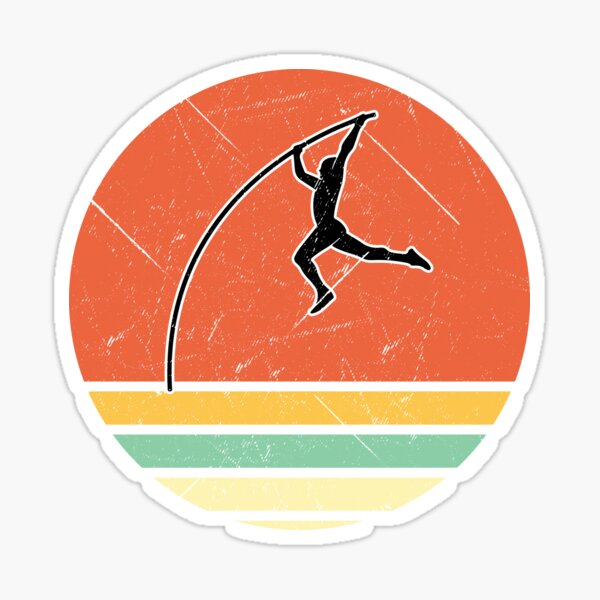 "Distressed Vintage Retro Sunset Silhouette Pole Vault" Sticker for ...