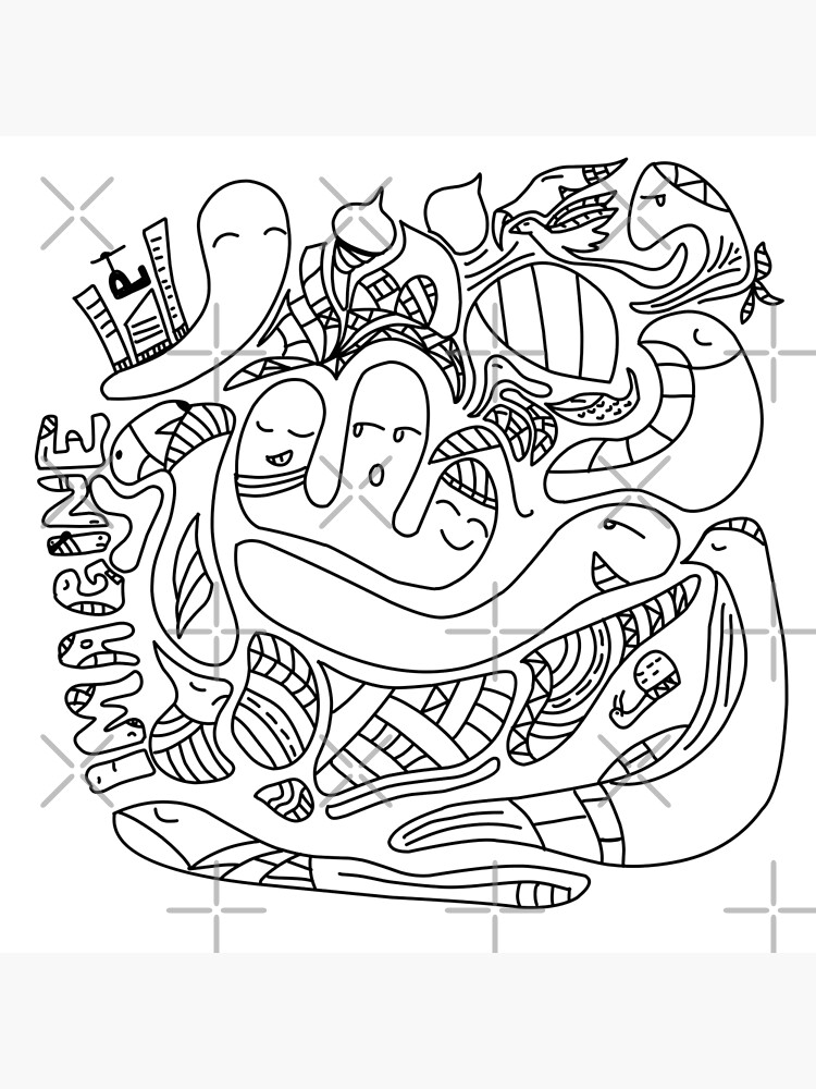 "Calm Expression Doodle Art Black and White" Photographic Print by ...