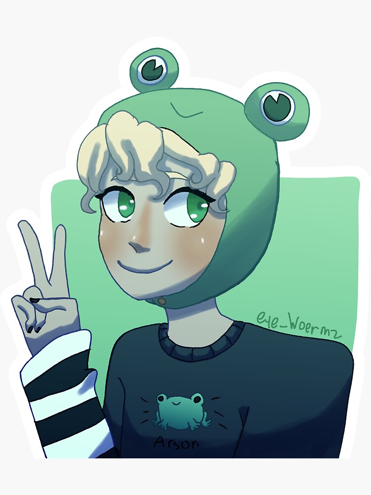 "Froggy Hood Person" Sticker by wormystuffs | Redbubble