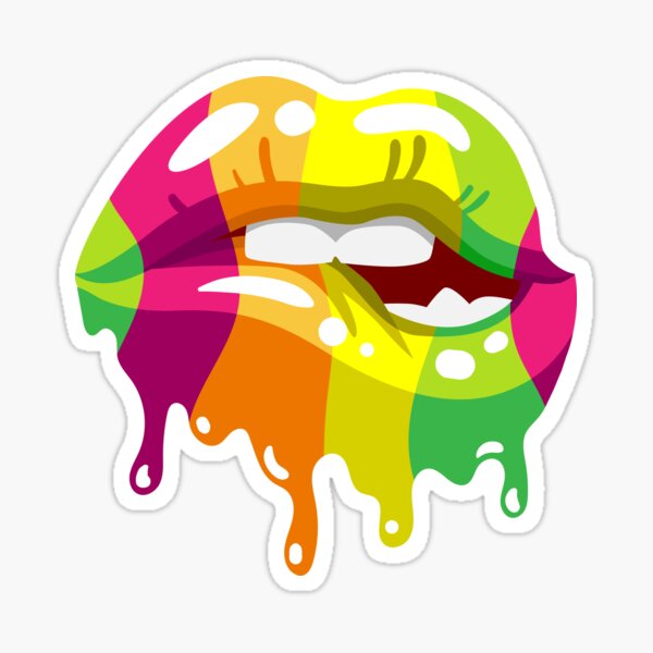 "Colorful dripping lips" Sticker for Sale by pnkpopcorn | Redbubble
