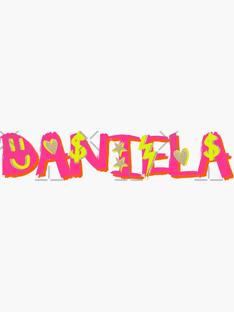 "DANIELA name - pink and yellow" Sticker for Sale by juliasantos5 ...