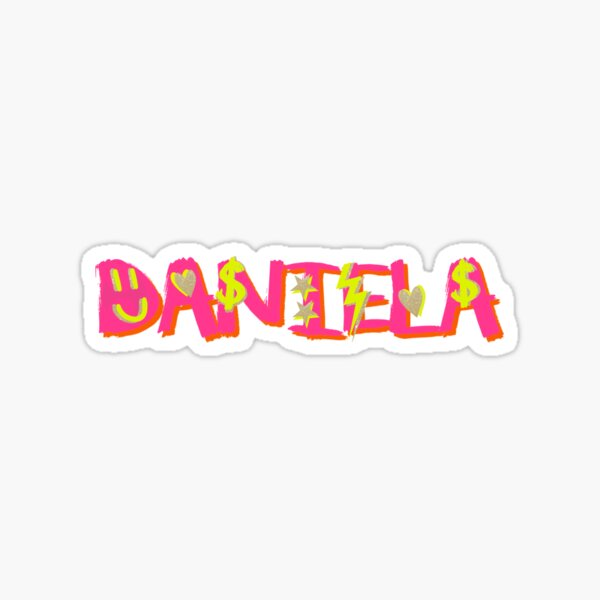 "DANIELA name - pink and yellow" Sticker for Sale by juliasantos5 ...
