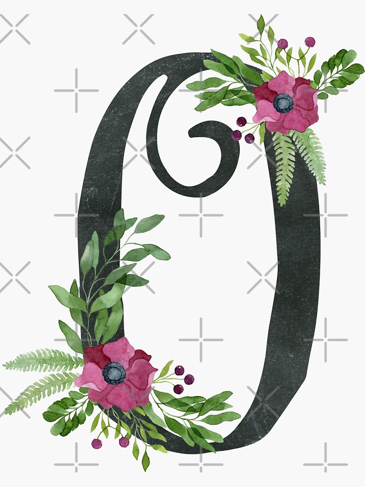 "Monogram O with Floral Wreath" Sticker for Sale by helga-wigandt ...