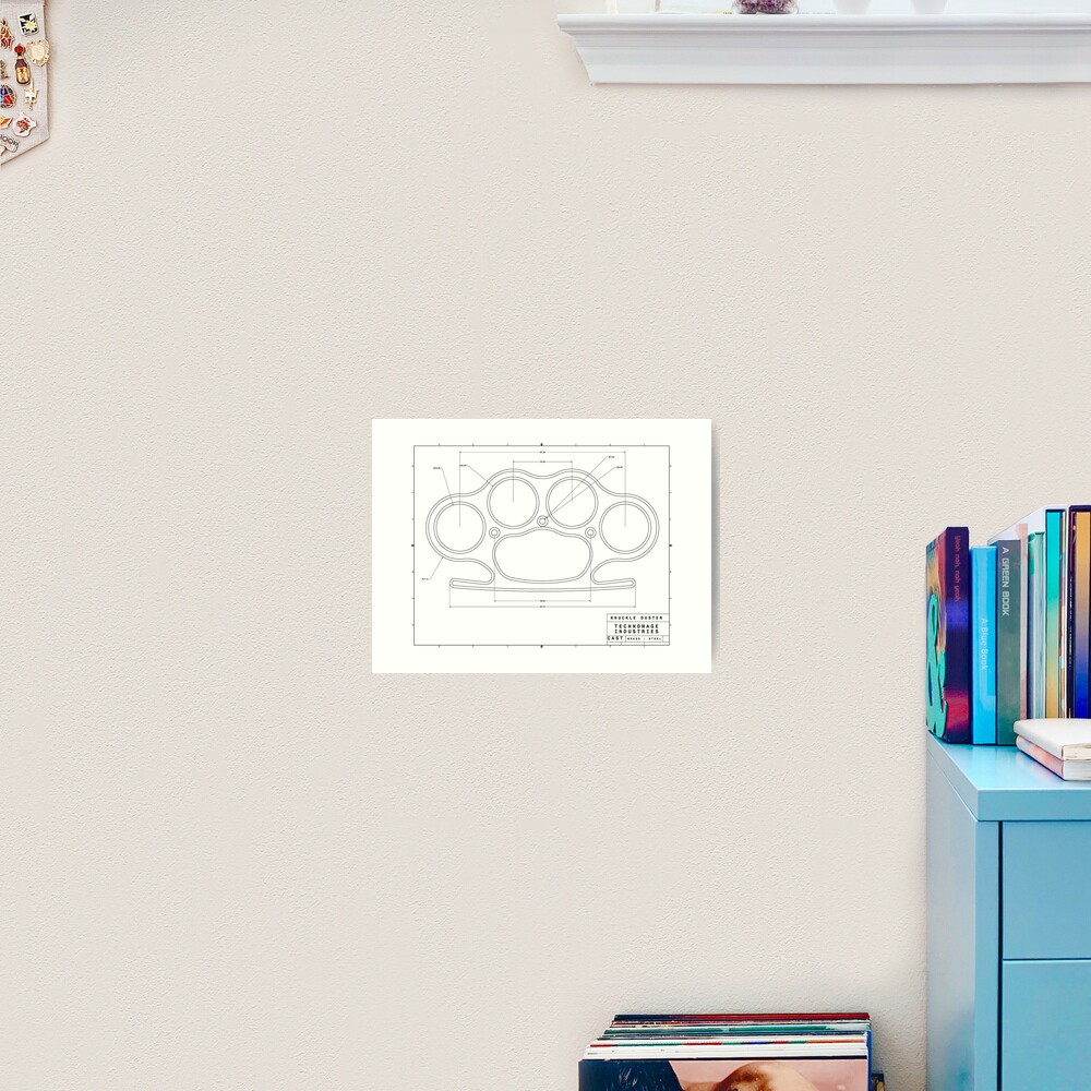 Knuckle Duster Plain Schematic Art Print For Sale By Aromis Redbubble