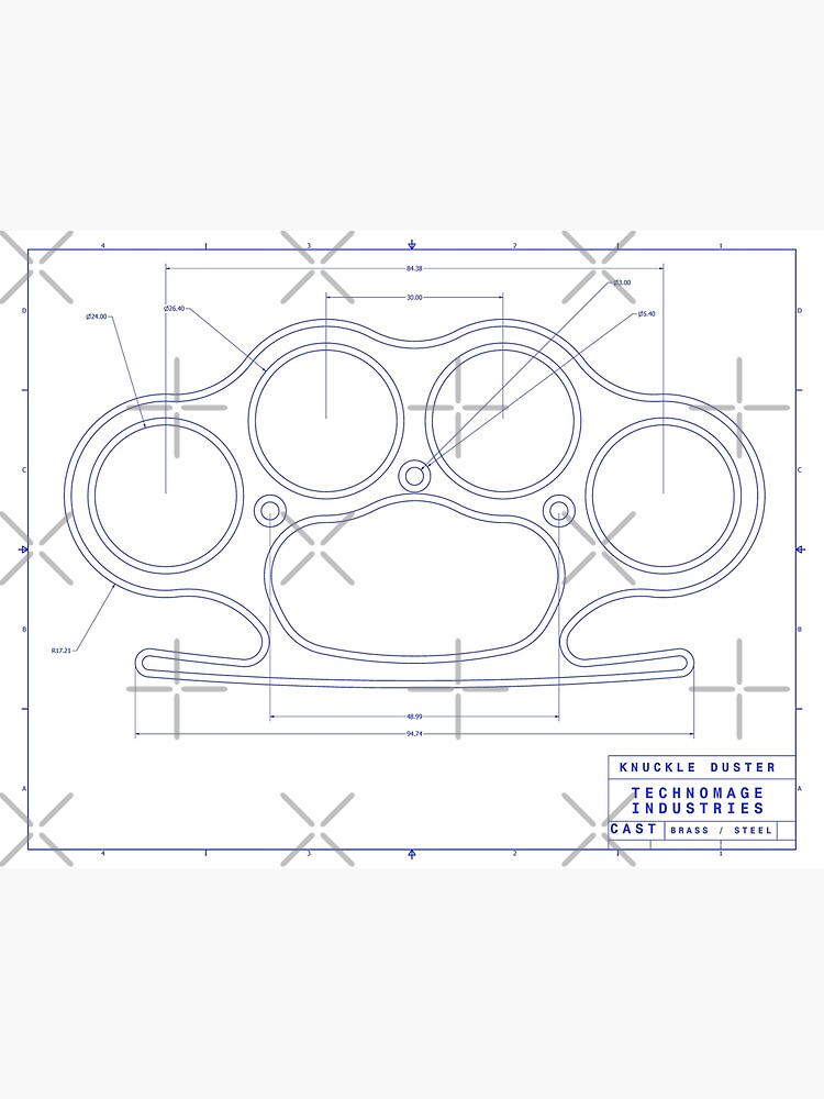 "knuckle duster blue schematic" Art Print for Sale by aromis | Redbubble