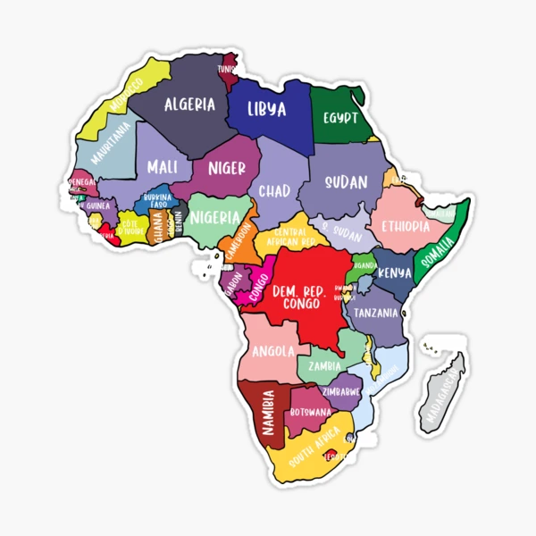 Africa Map With Country Names Illustration With African Continent With