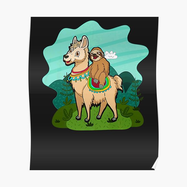 "Sloth Riding Llama Alpaca" Poster for Sale by FullThrottleLif | Redbubble