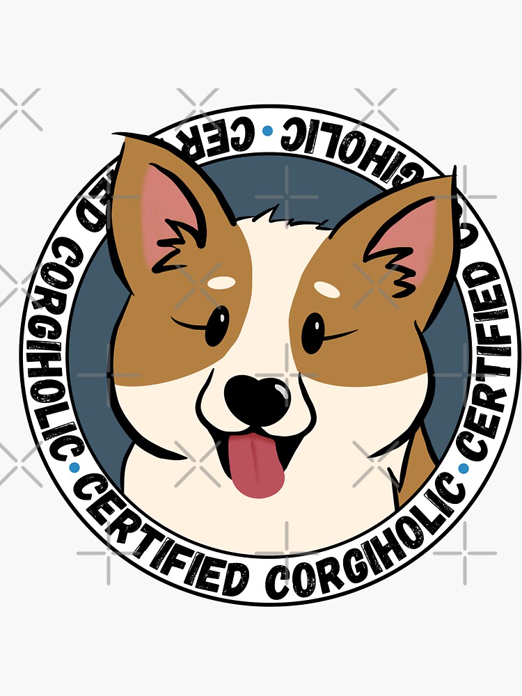 "Certified Corgiholic logo" Sticker by Imaginarae | Redbubble