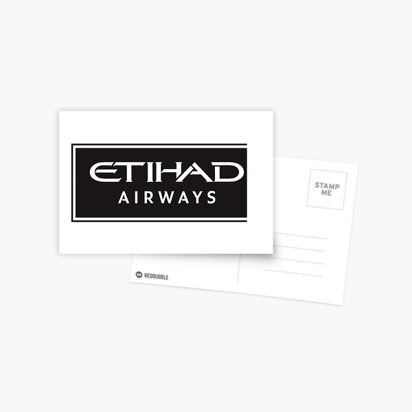 "Etihad Airways Logo (white and black)" Postcard for Sale by AERO Store ...