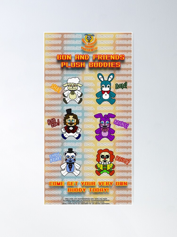 "The Walten Files Bon And Friends Plush Buddy Poster" Poster for Sale ...