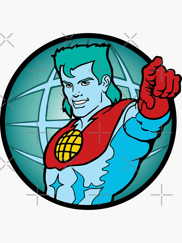 "Captain Planet" Sticker for Sale by Waifumiia | Redbubble