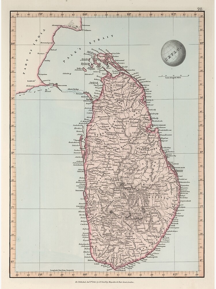 "Old Sri Lanka Map (1845) Vintage Ceylon Island Atlas" Poster for Sale ...