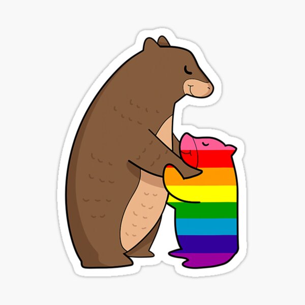 "Lgbt Pride Cute Mama Bear With Cub Unconditional Love" Sticker for ...