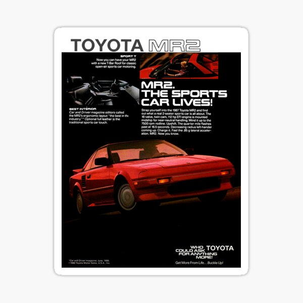 "MR2 AW11 - ADVERT" Sticker for Sale by ThrowbackM3 | Redbubble