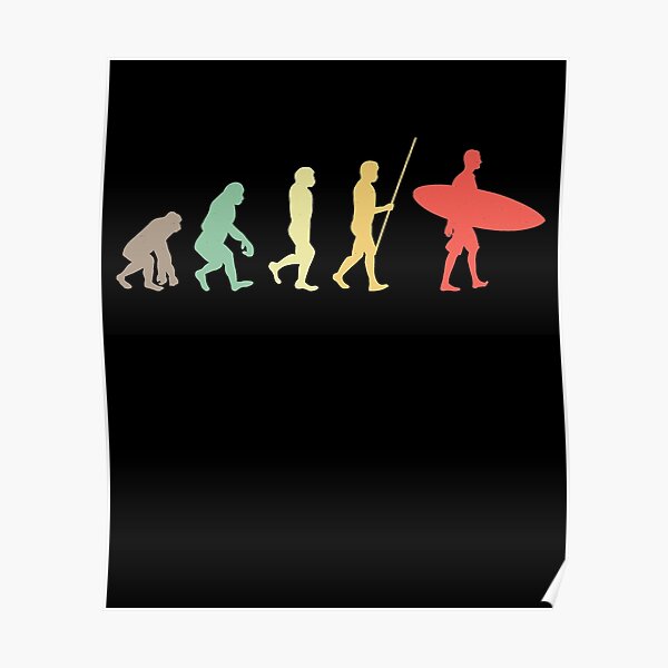 "Surfer Evolution Surfing Gift California Beach & Surf" Poster by ...