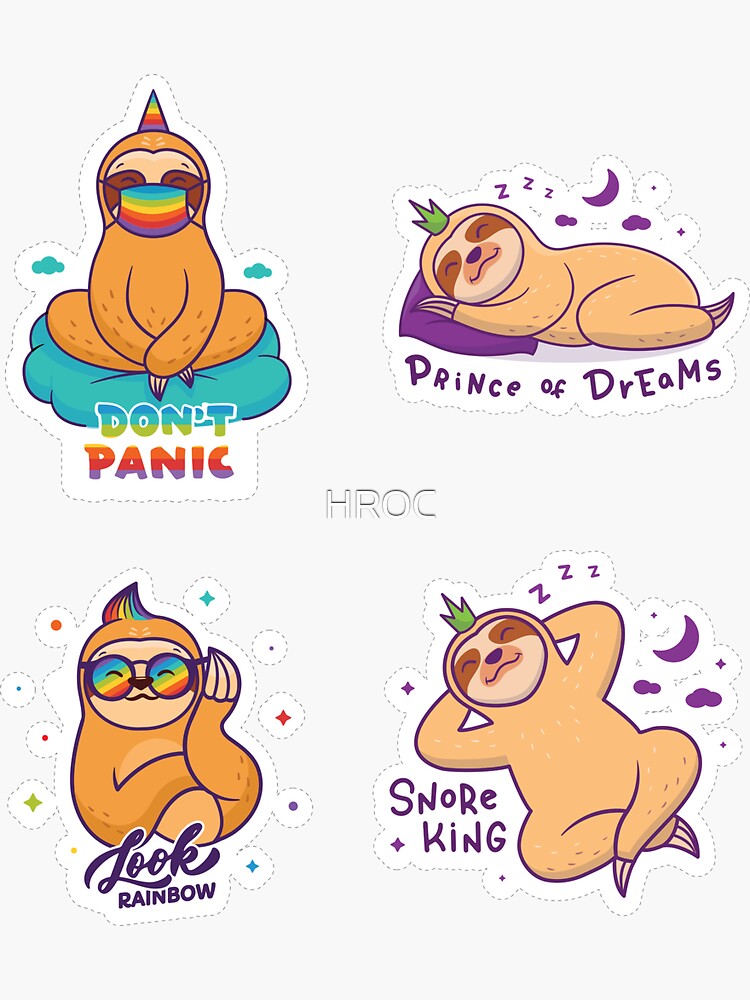 "Cute Sloth Sticker Pack" Sticker by HROC | Redbubble