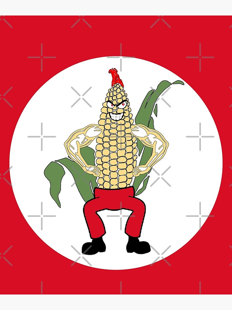 "Fighting Corn Mascot Logo Encircled in White - Cool Nebraska Flex ...