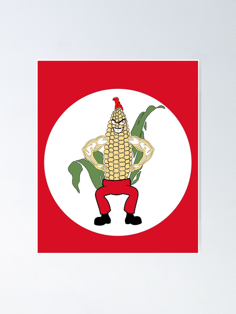 "Fighting Corn Mascot Logo Encircled in White - Cool Nebraska Flex ...
