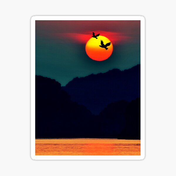 "sunset mountain cliff's" Sticker for Sale by cutecrazytshirt | Redbubble