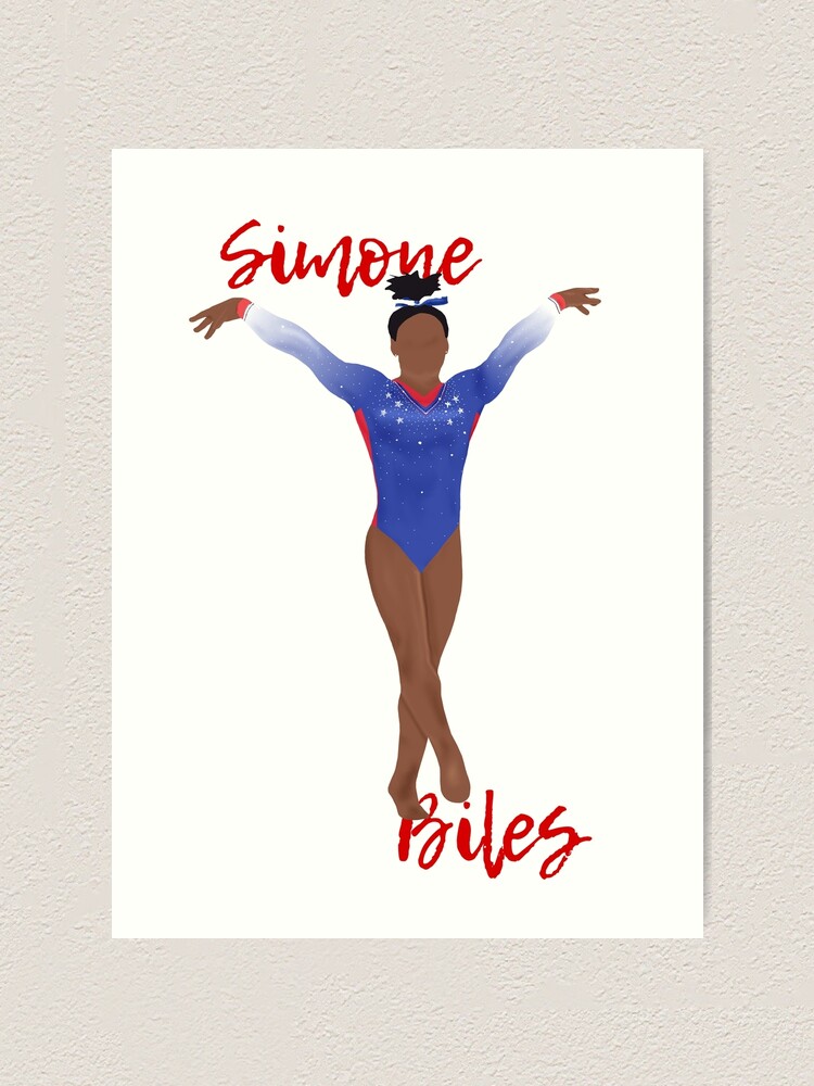 "Simone Biles Patriotic Leo - Gymnastics Art with Name" Art Print by ...