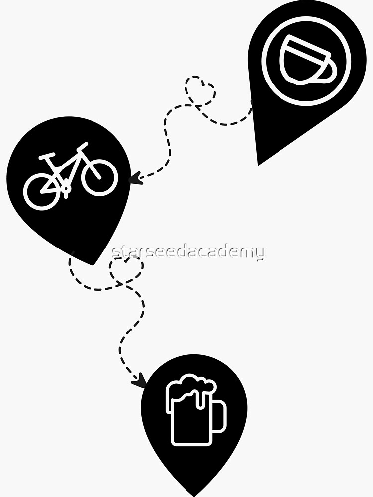 "Coffee Bike Beer" Sticker for Sale by starseedacademy | Redbubble