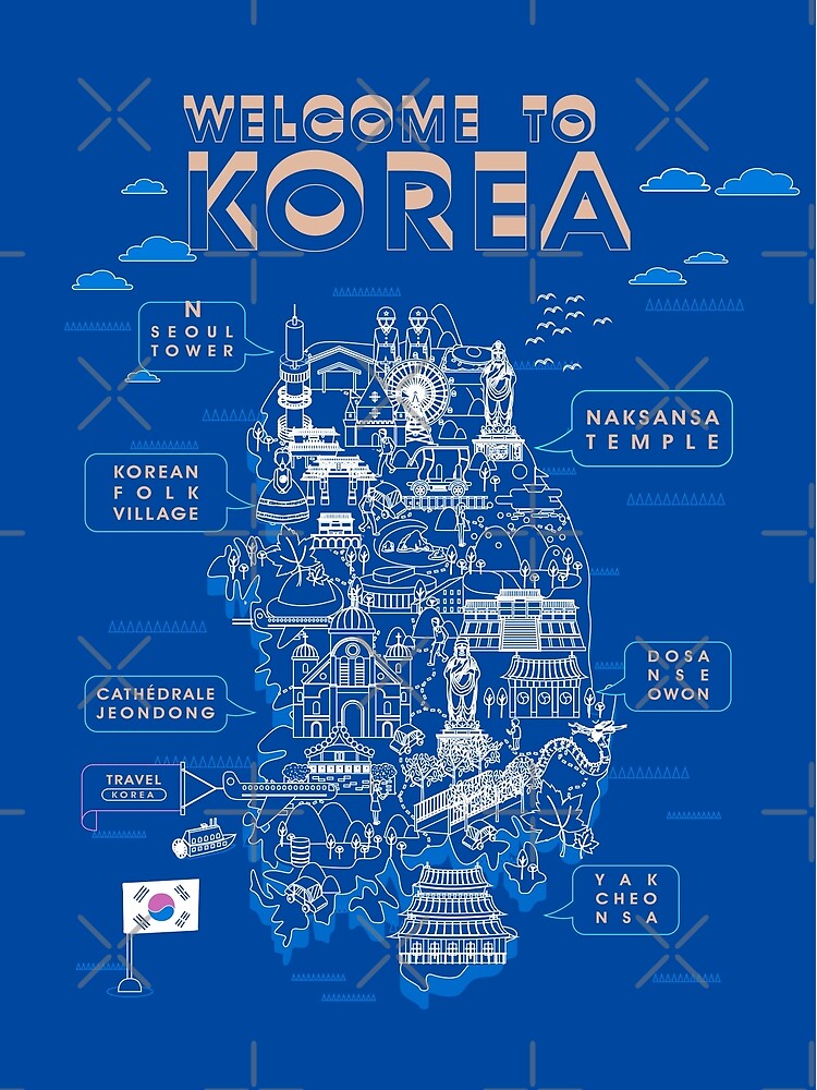 "Welcome To South Korea Travel Map" Poster for Sale by KrisSidDesigns ...