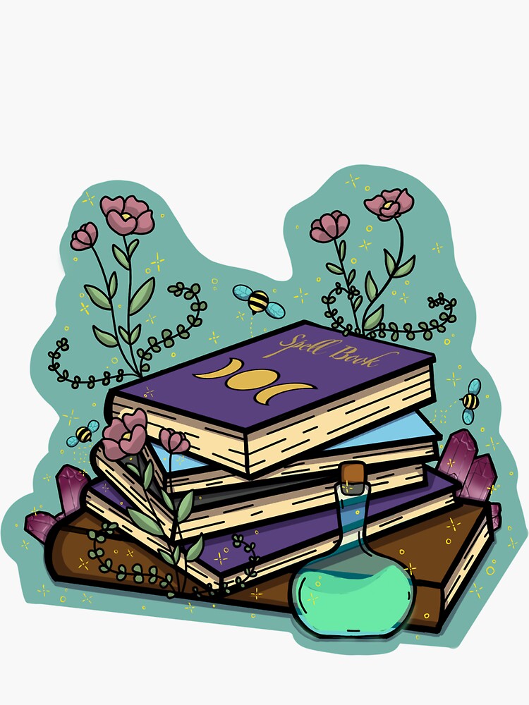 "Stack of spell books" Sticker for Sale by MishkahArt | Redbubble