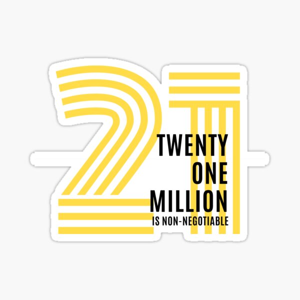 "Bitcoin Merch: twenty one million" Sticker for Sale by HabichArtworks ...
