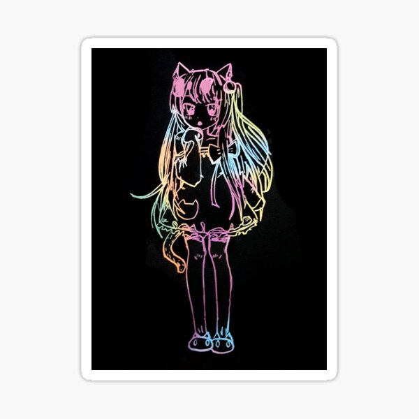 "Neon Cute Anime Girl" Sticker for Sale by ShinobiDesings | Redbubble