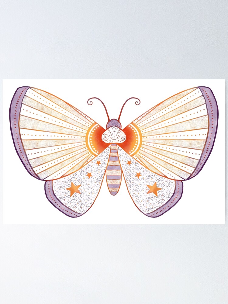 "Solar Moth with Stars" Poster for Sale by dragonstarart | Redbubble