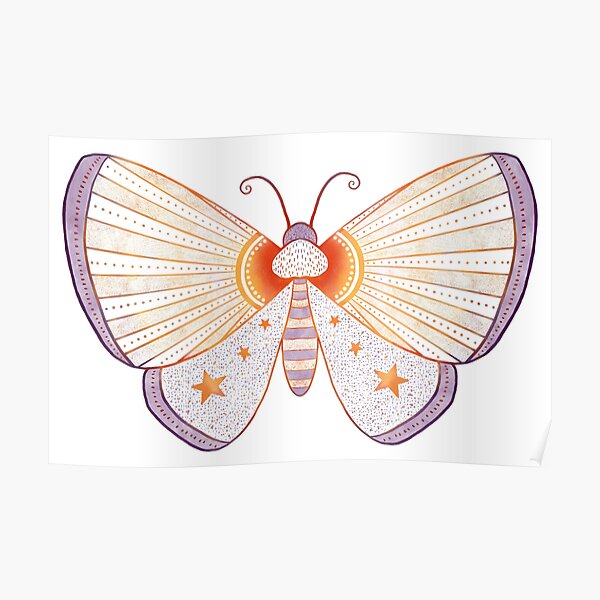 "Solar Moth with Stars" Poster for Sale by dragonstarart | Redbubble
