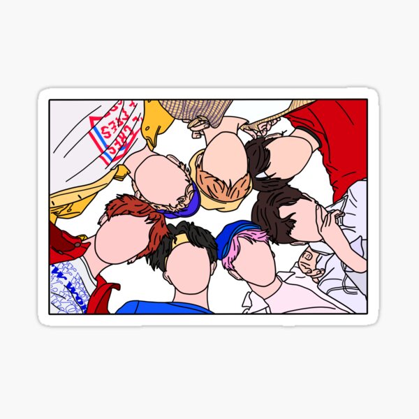 "BTS Retro Style Group" Sticker for Sale by satoujk | Redbubble