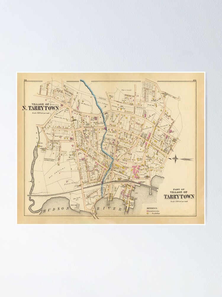 "Old Tarrytown NY Map (1881) Vintage Sleepy Hollow New York Atlas ...