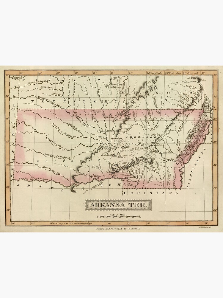 "Old Arkansas Territory Map (1817) The Natural State Vintage Atlas ...