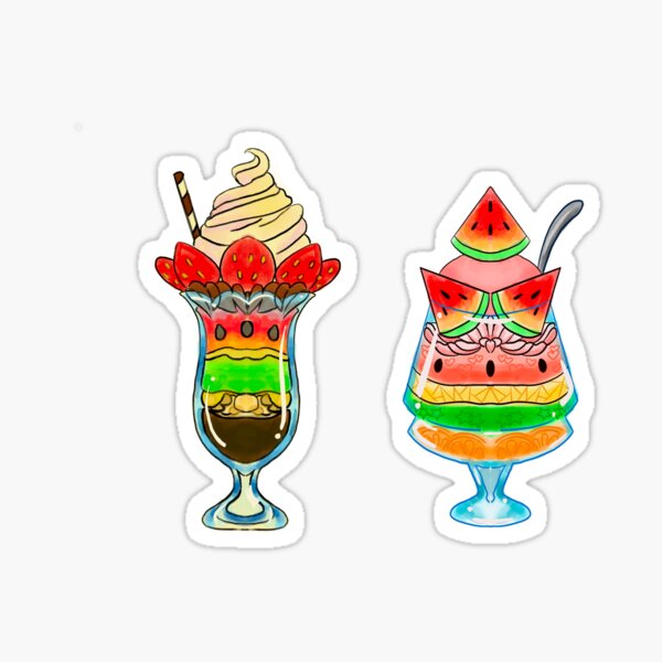 "Watermelon Parfait and Strawberry Parfait" Sticker for Sale by ...