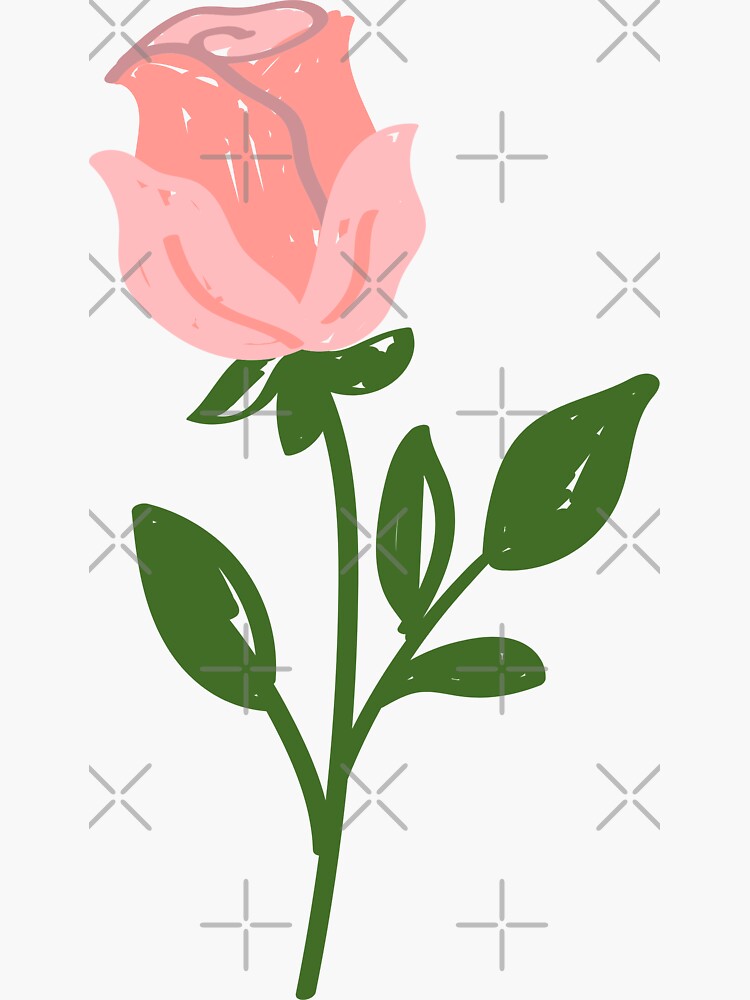 "Pink Rose Sticker" Sticker by nugget1creation | Redbubble