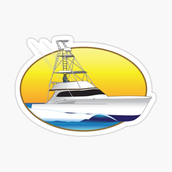 "Sport Fishing Boat and Capt" Sticker for Sale by iColor4U | Redbubble