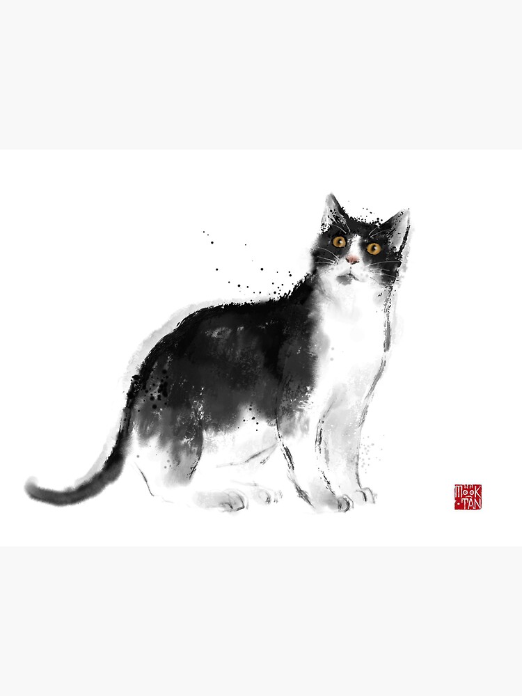 "Sumi Drawing CAT" Sticker for Sale by mooktan | Redbubble