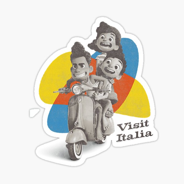 "Luca Scooter Kids Visit Italia" Sticker for Sale by LynnSites | Redbubble