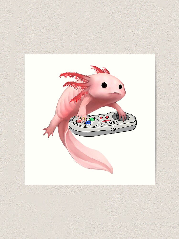 "Axolotl Fish Playing Video Game White-Axolotl Lizard Gamers " Art ...